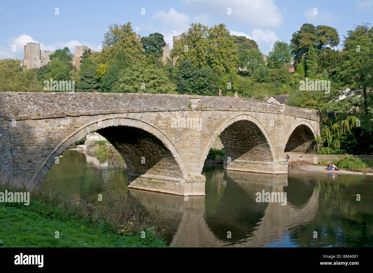 Dinham Bridge across the River Teme, Ludlow, Shropshire, with part of ...