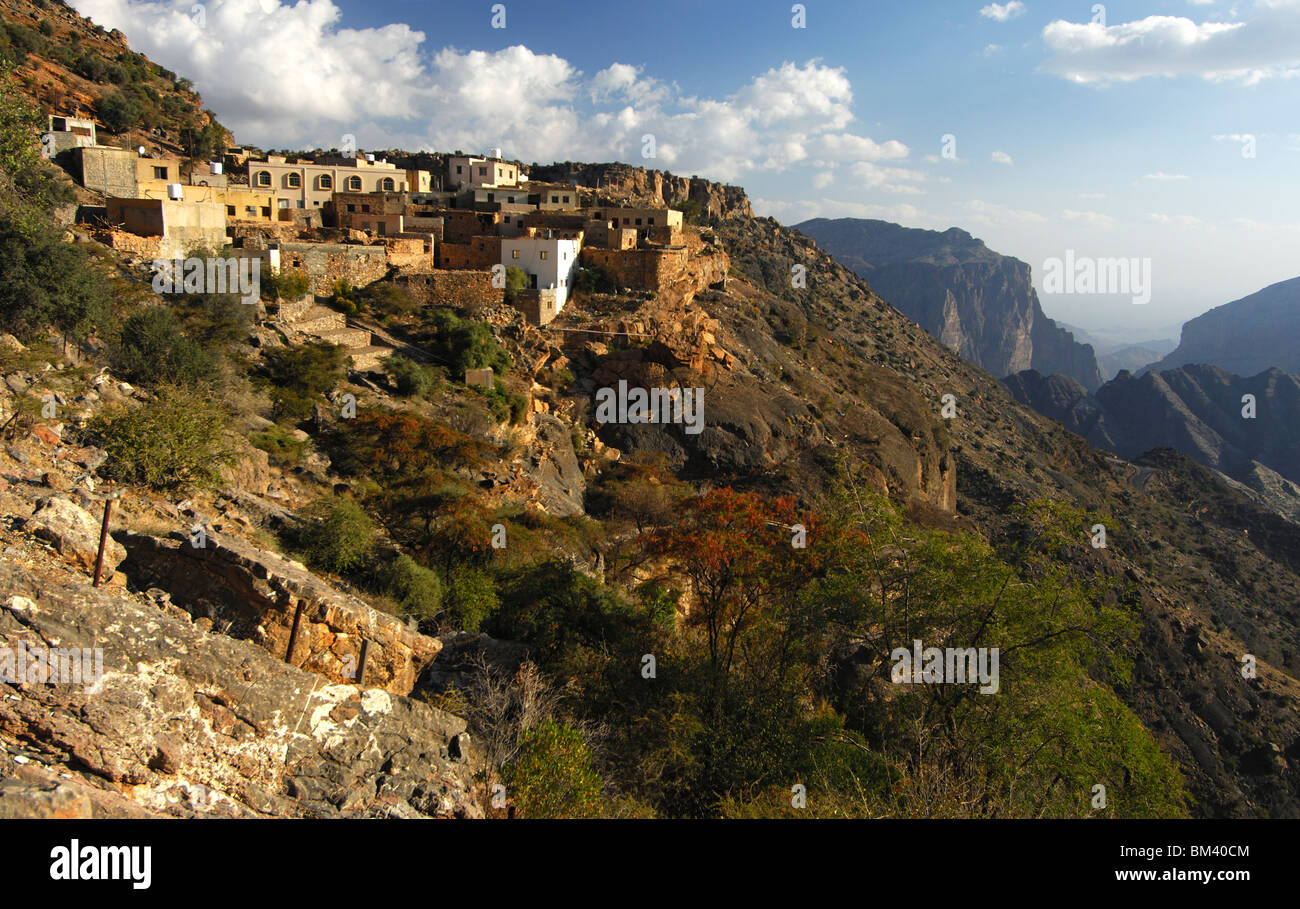 Village of Al Aqor at the upper level of the Saiq Plateau, Jebel al ...