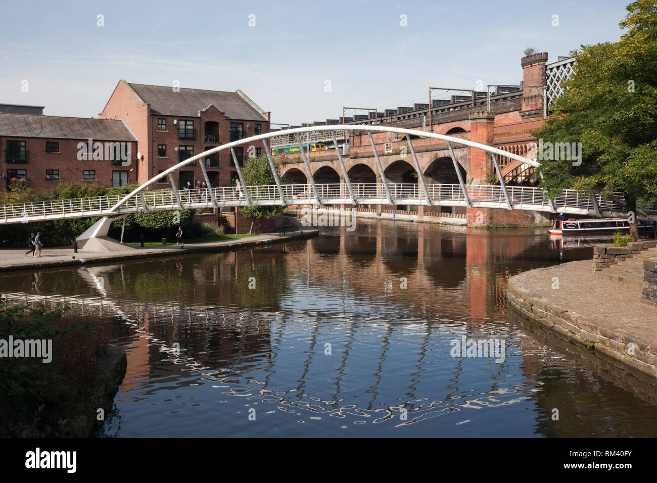 Manchester, England, UK. Merchant's Bridge modern footbridge over the ...