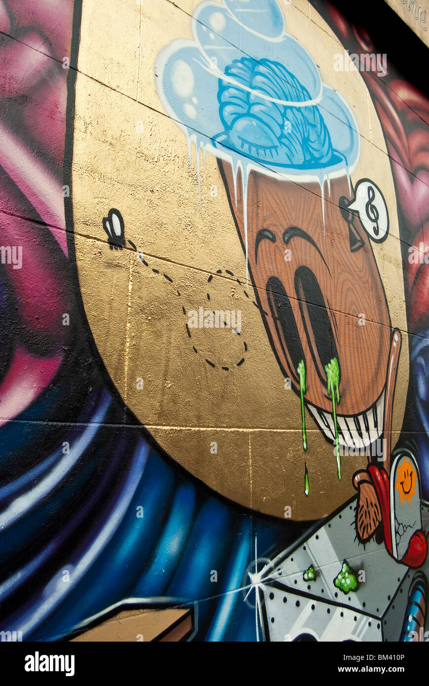 Guerrilla deface defacement art colour graffiti graphic hi-res stock ...