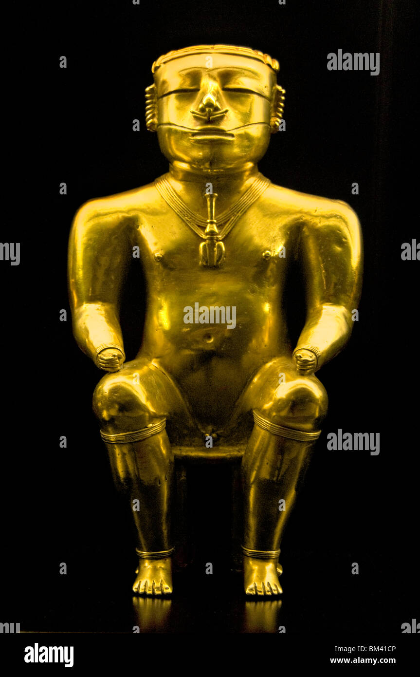 Treasure Gold sculpture statuette of a Quimbaya cacique chief leader ...