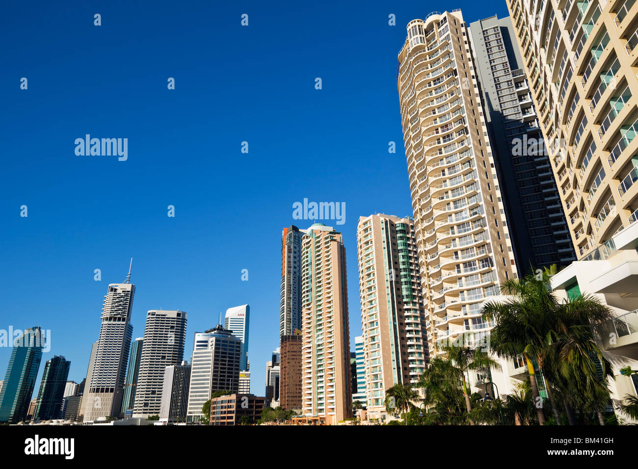 Modern architecture of the central business district. Brisbane ...