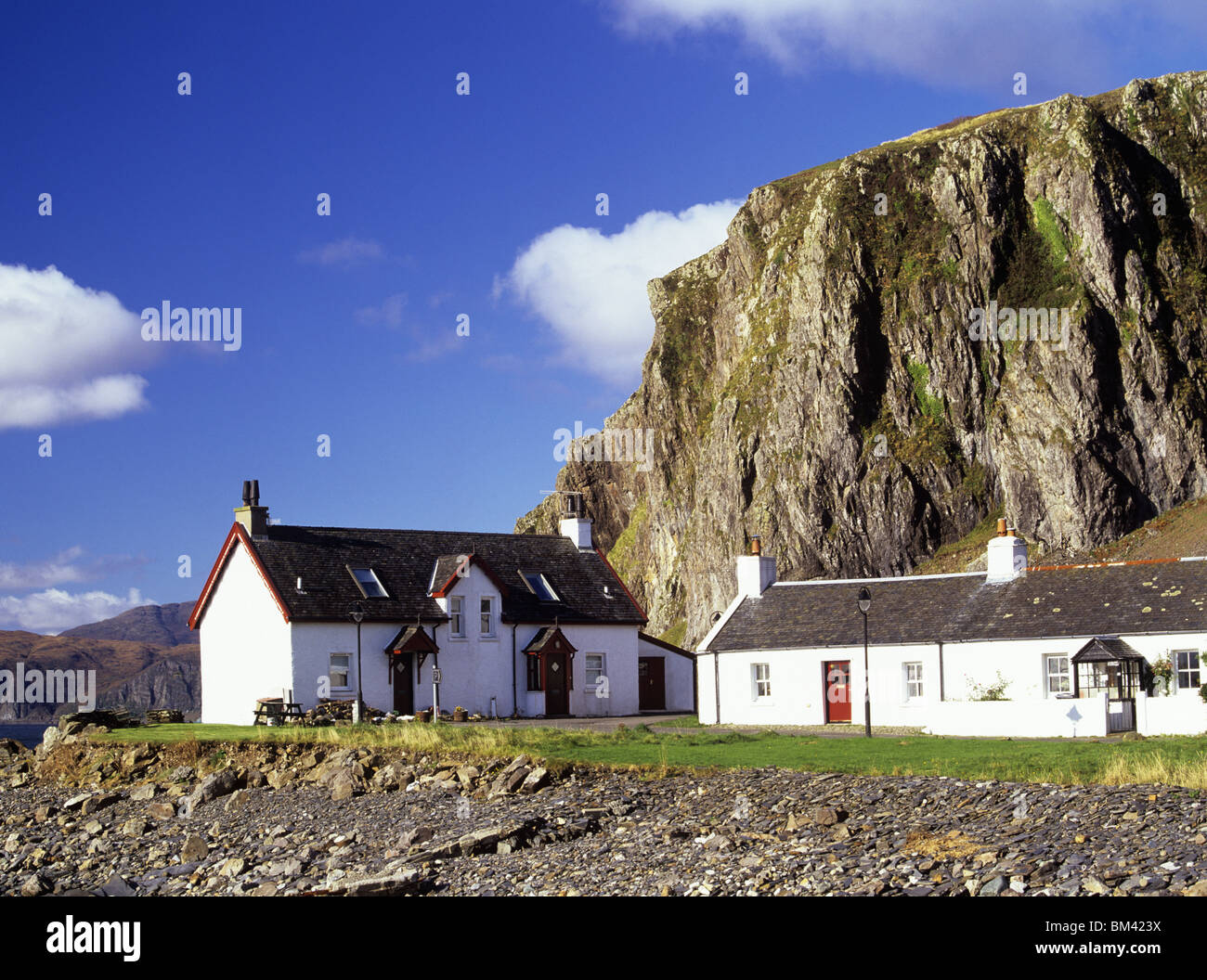 Ellenabeich, Seil Island, Argyll and Bute, Scotland, UK. Slate roofed ...