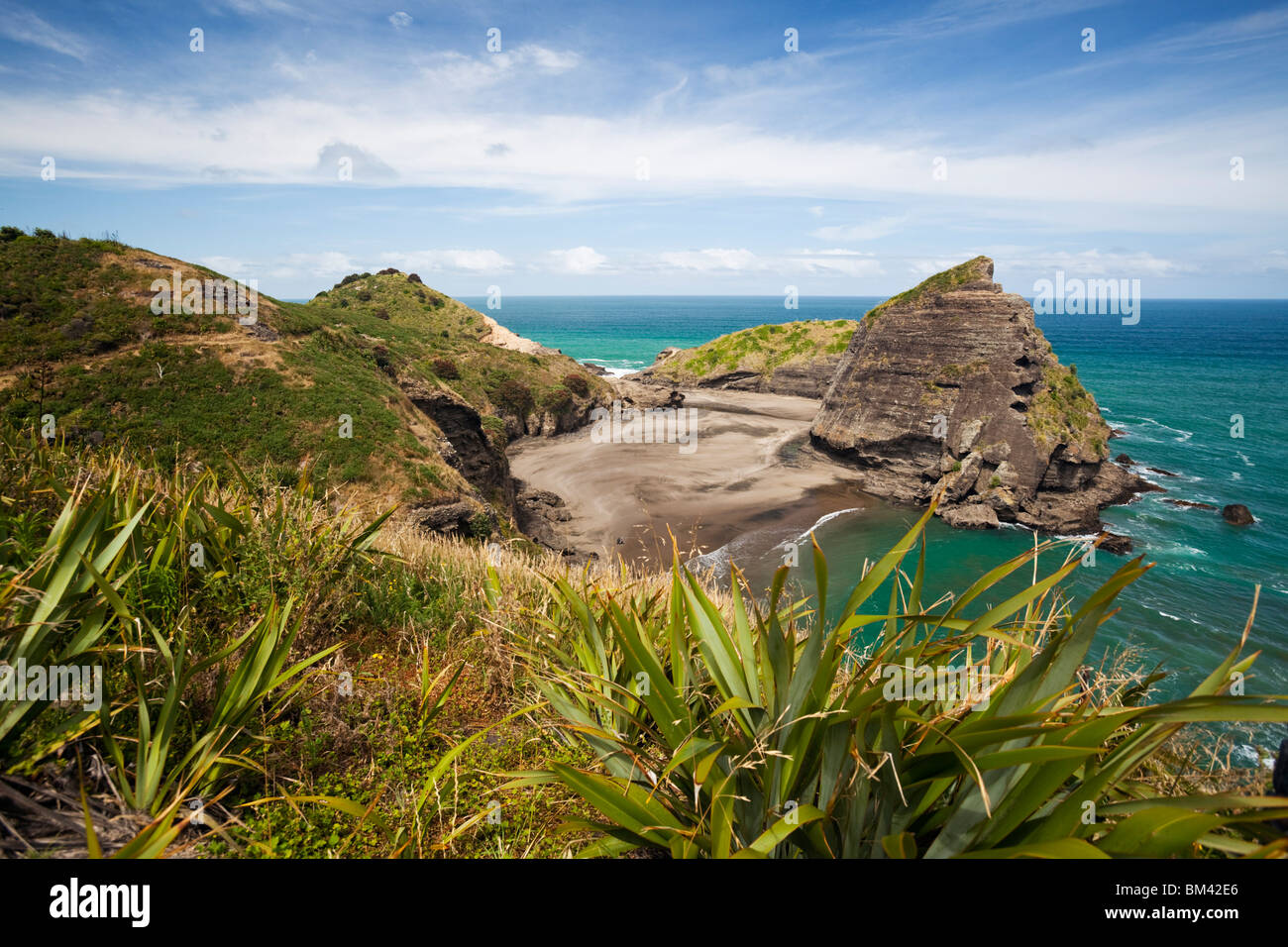 Southern end of Piha beach. Piha, Waitakere Ranges Regional Park ...