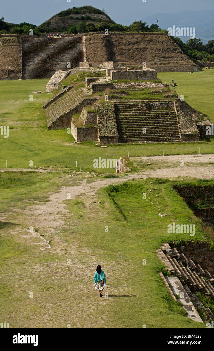 A tourist visits the ancient Zapotec city of Monte Alban in Oaxaca ...
