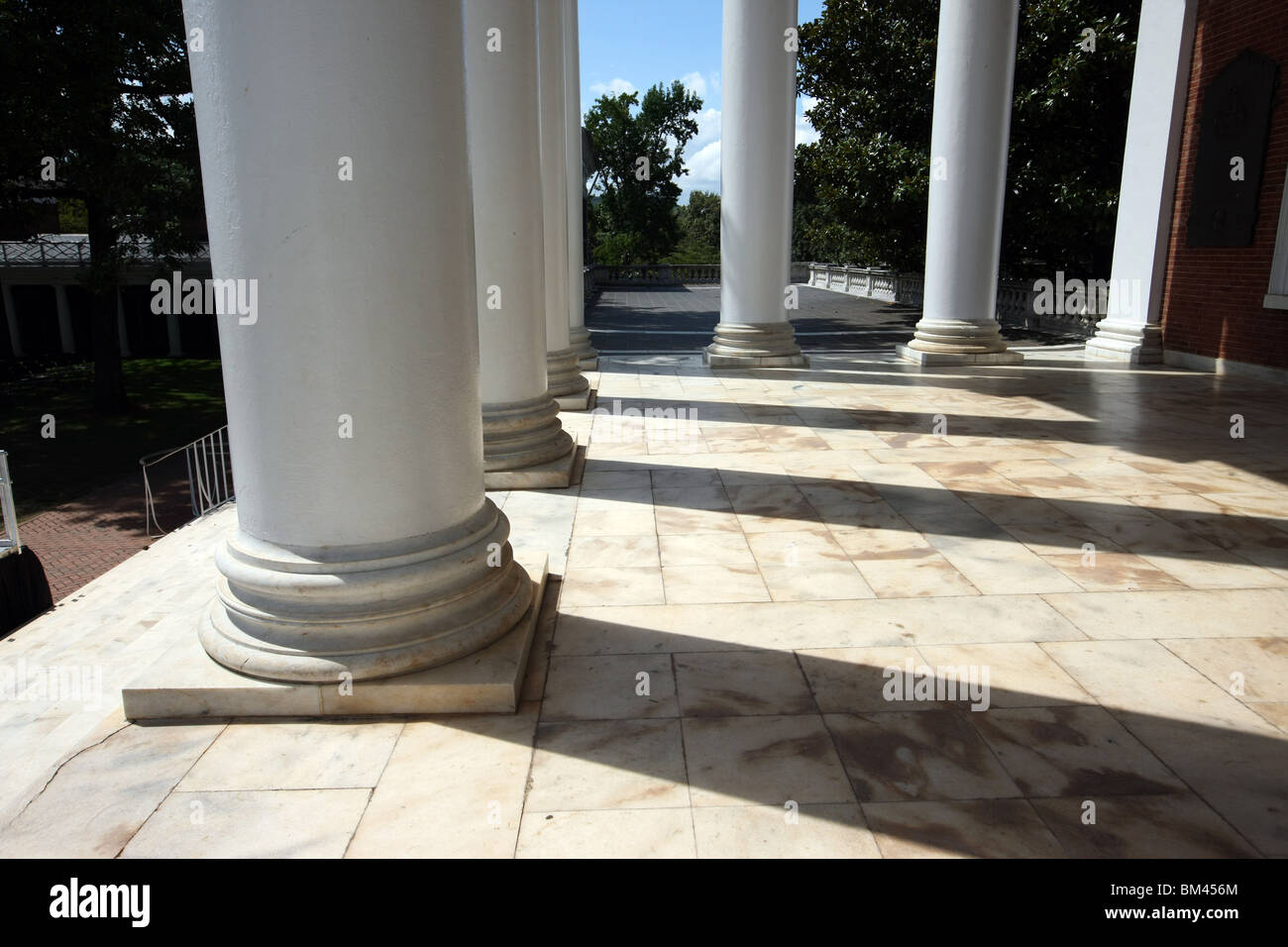 The lawn pavilions and columns located at the University of Virginia in ...