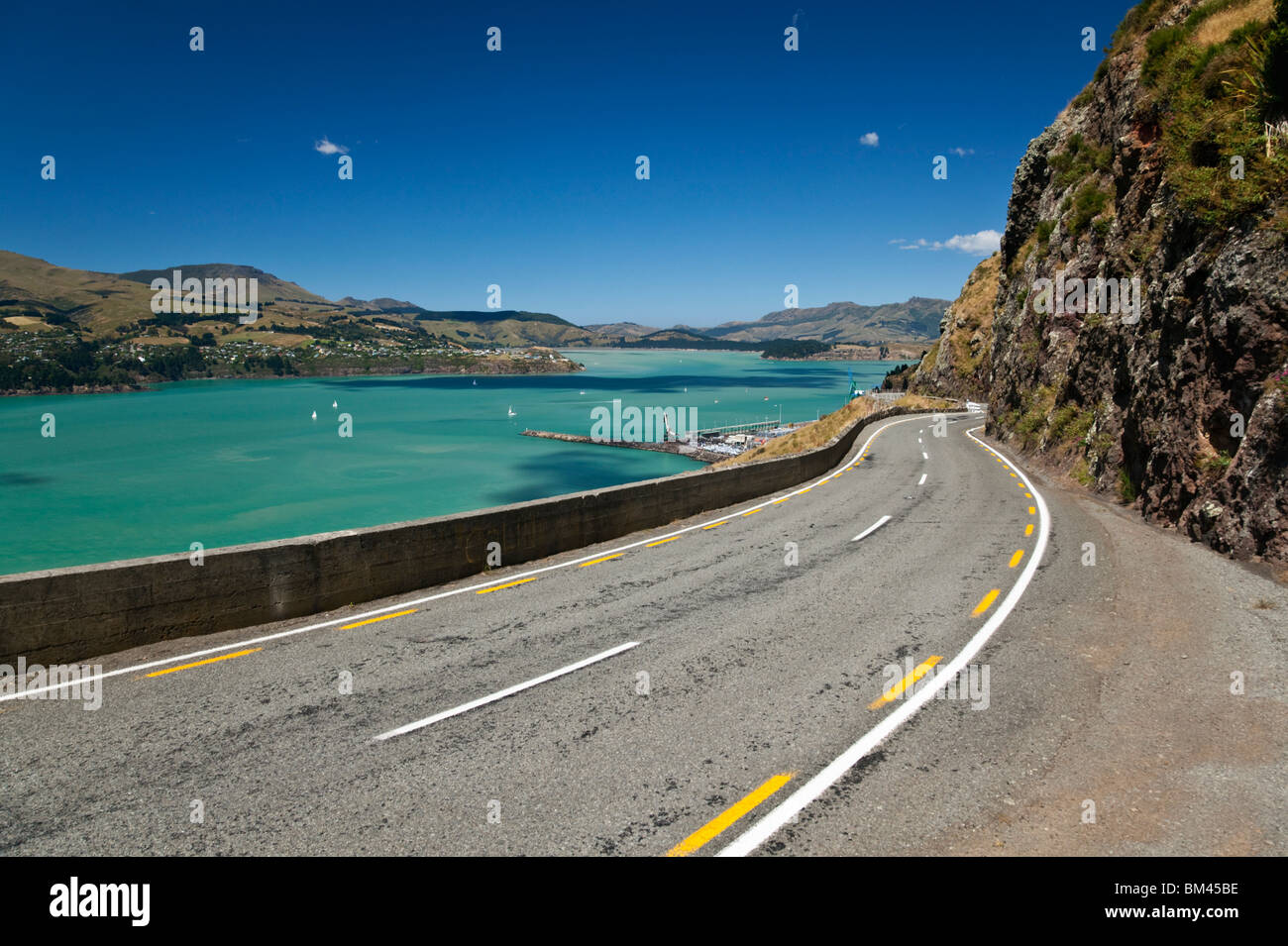 Sumner Road overlooking Lyttelton Harbour. Christchurch, Canterbury ...