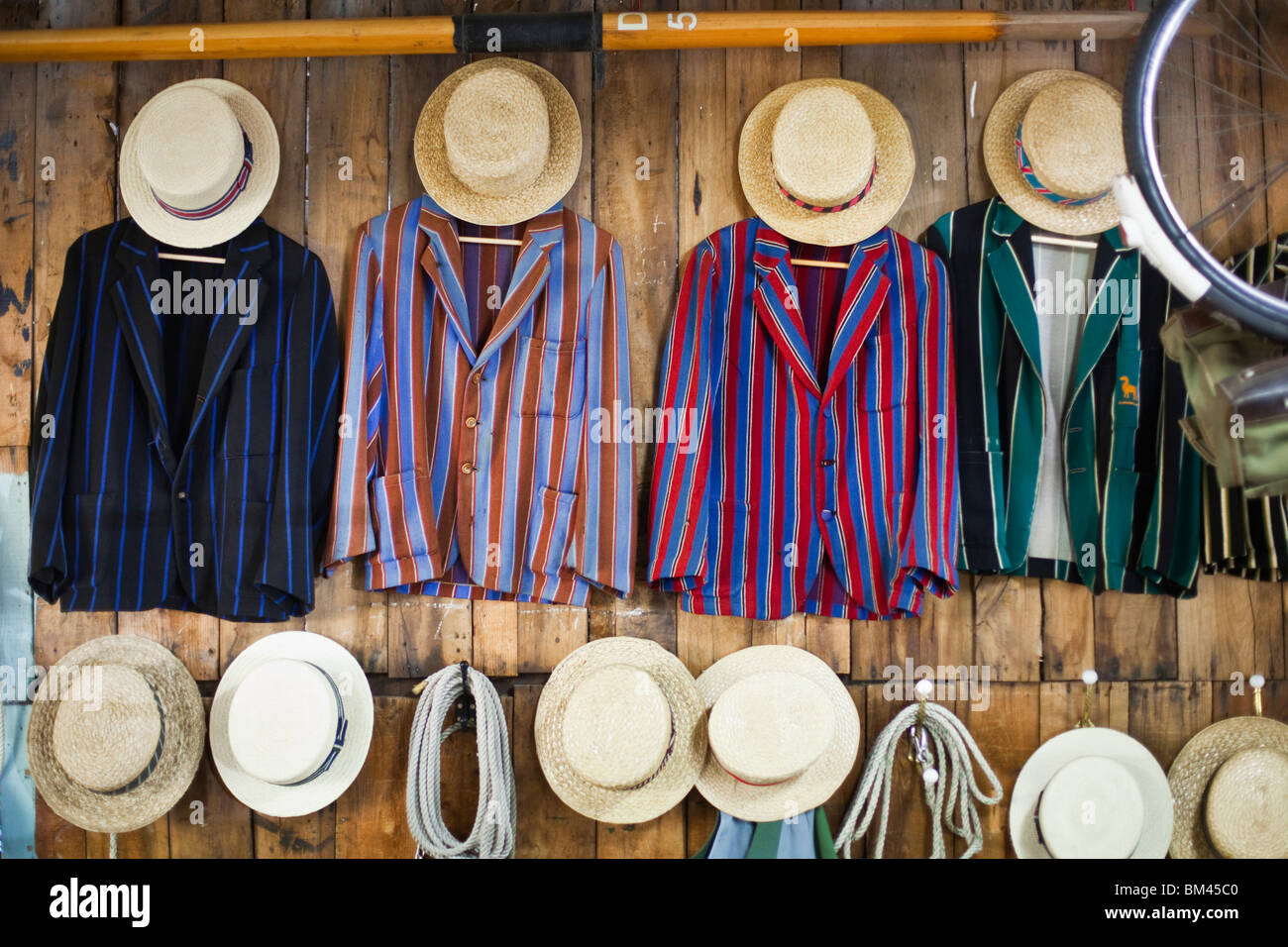 Traditional punting attire at the Antigua Boatsheds on the Avon River ...