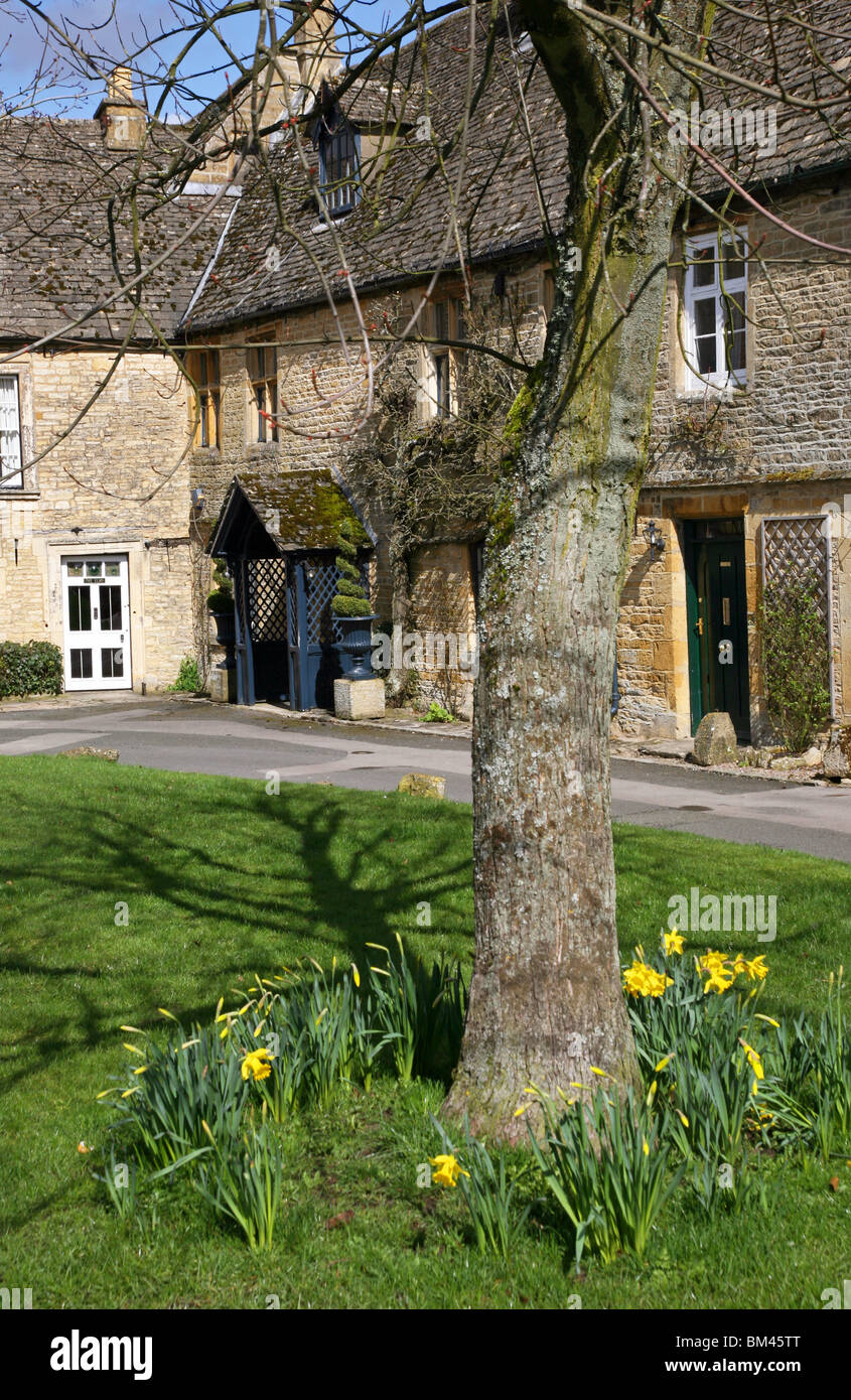 Quiet corner of Stow-on-the-Wold just off the square at springtime ...