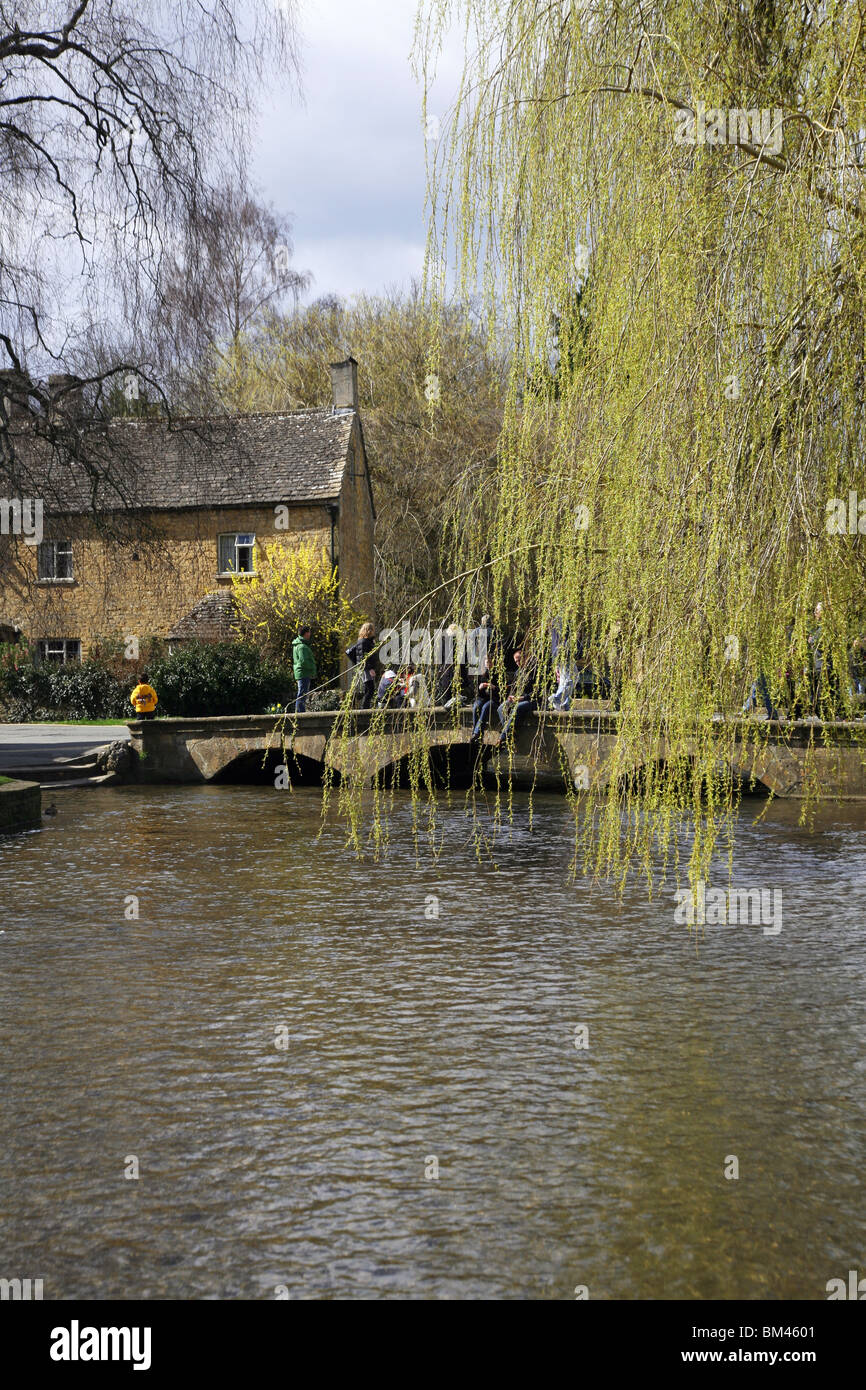 Spring in the popular Cotswold village of Bourton-on-the-Water on the ...