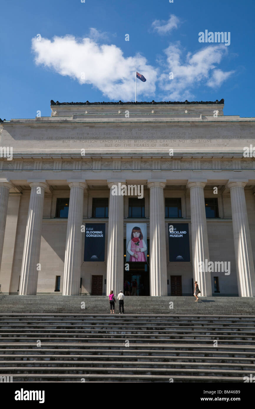 Visitors on the steps of the Auckland War Memorial Museum, in the ...