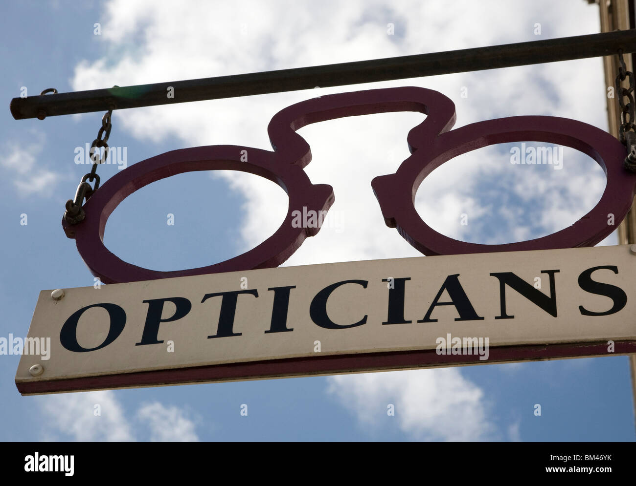 Sign outside opticians, London Stock Photo - Alamy