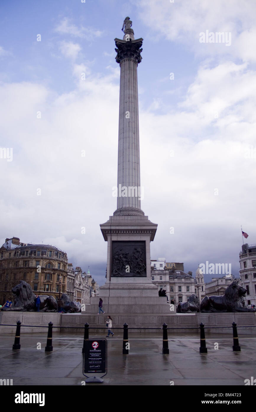 Nelsons Column in Trafalgar Square, London Stock Photo - Alamy