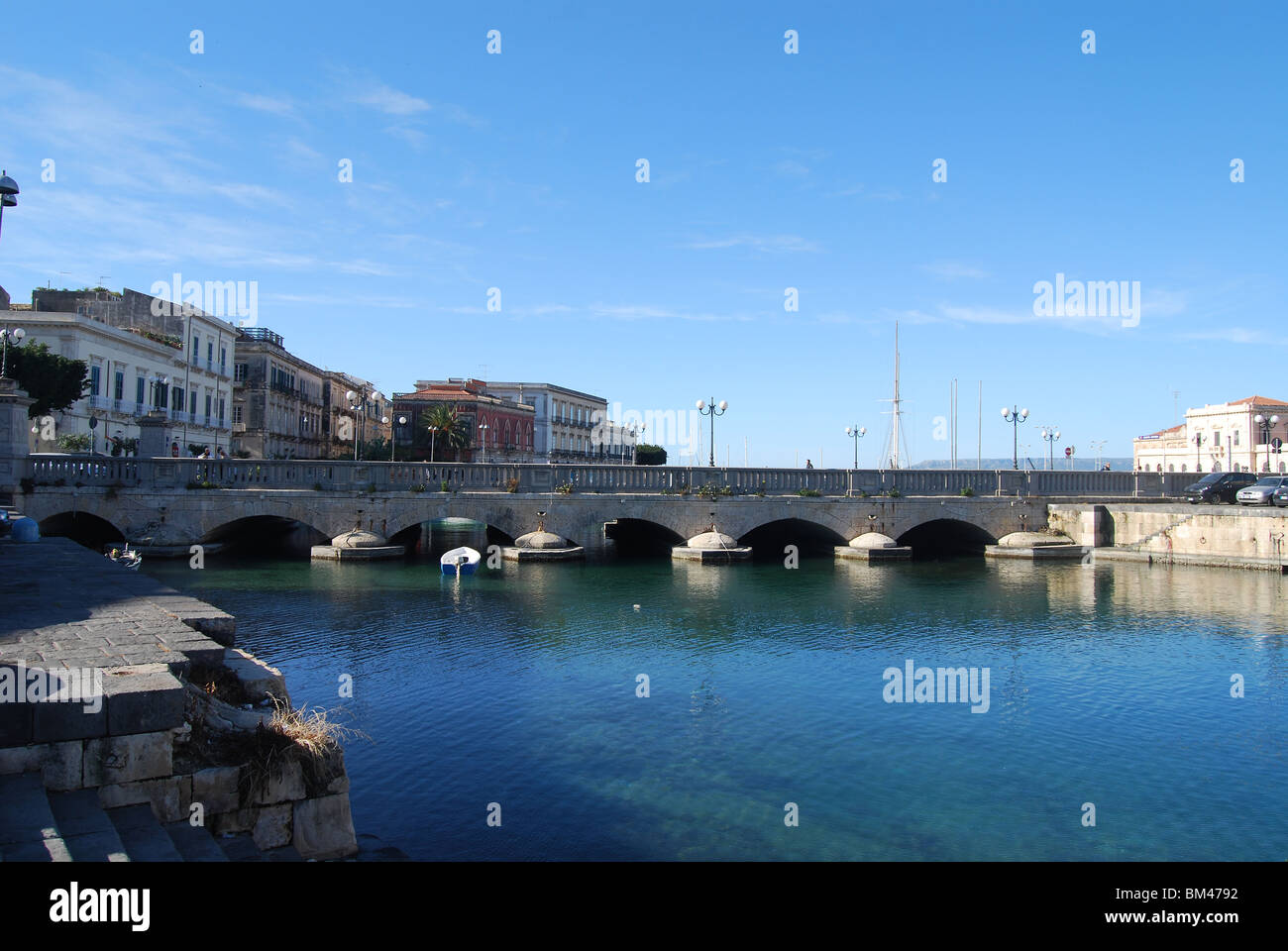 Ortigia and Syracuse - connecting bridge - Sicily, Italy Stock Photo ...
