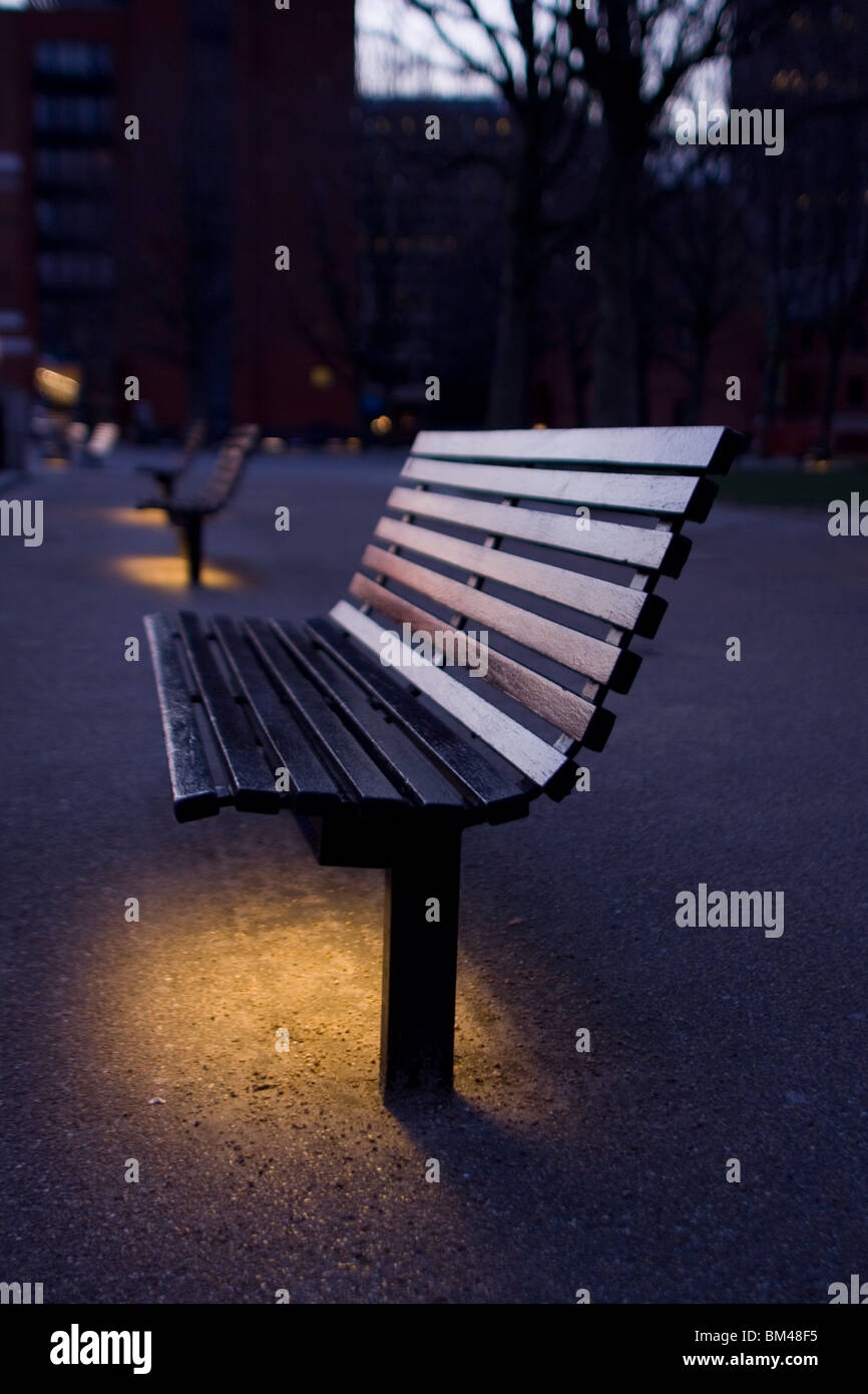 A park bench along London's South Bank at dawn Stock Photo - Alamy