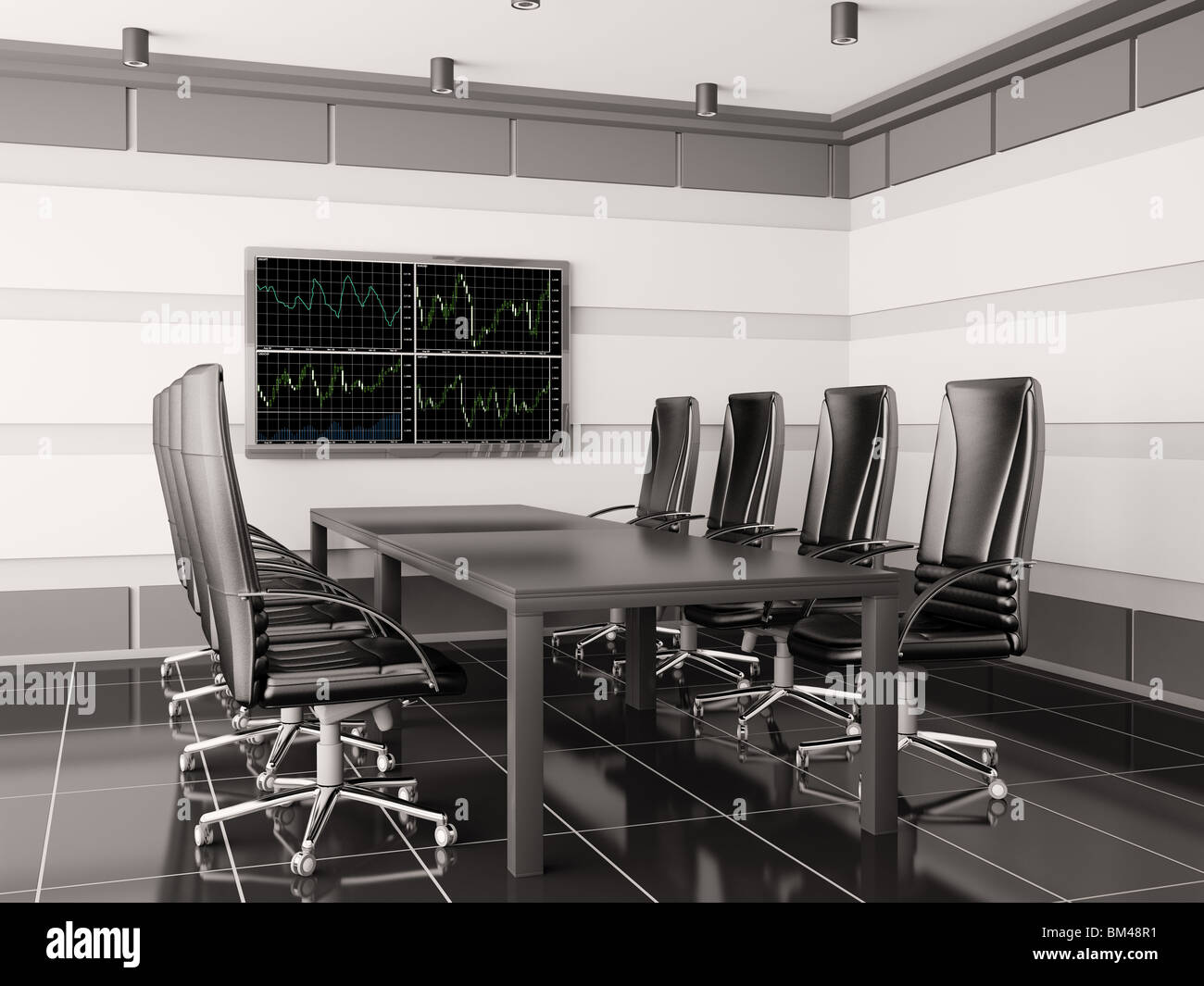Modern boardroom with lcd interior 3d render Stock Photo - Alamy
