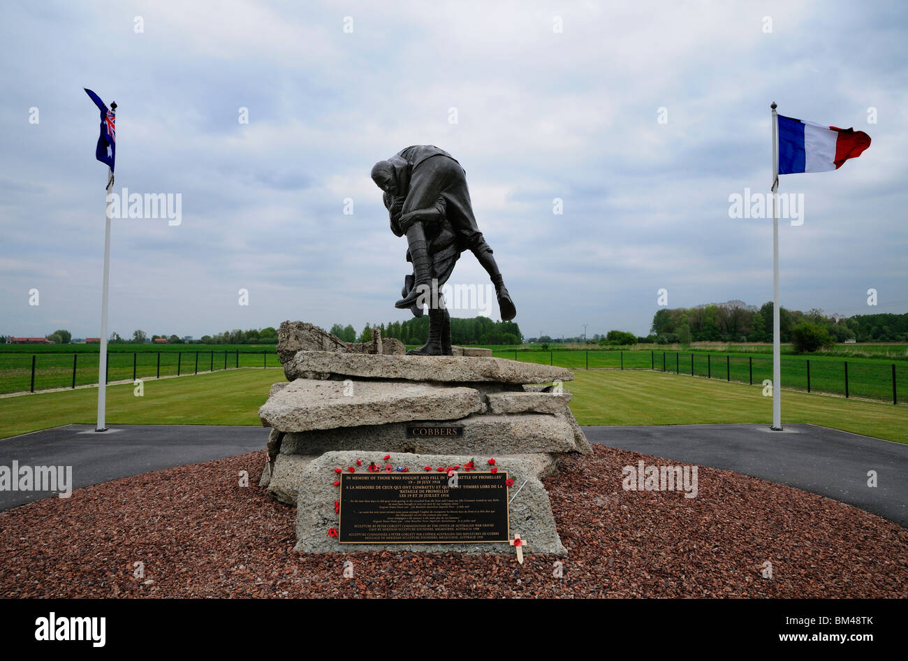 Sculpture "Cobbers", Australian Memorial Park Fromelles, France Stock ...