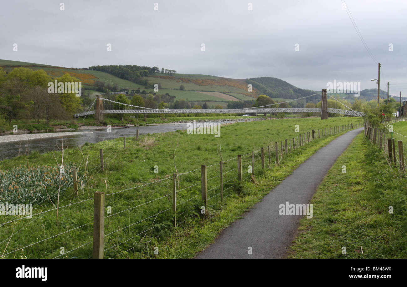 Southern upland way footpath leading to The Chain bridge over River ...