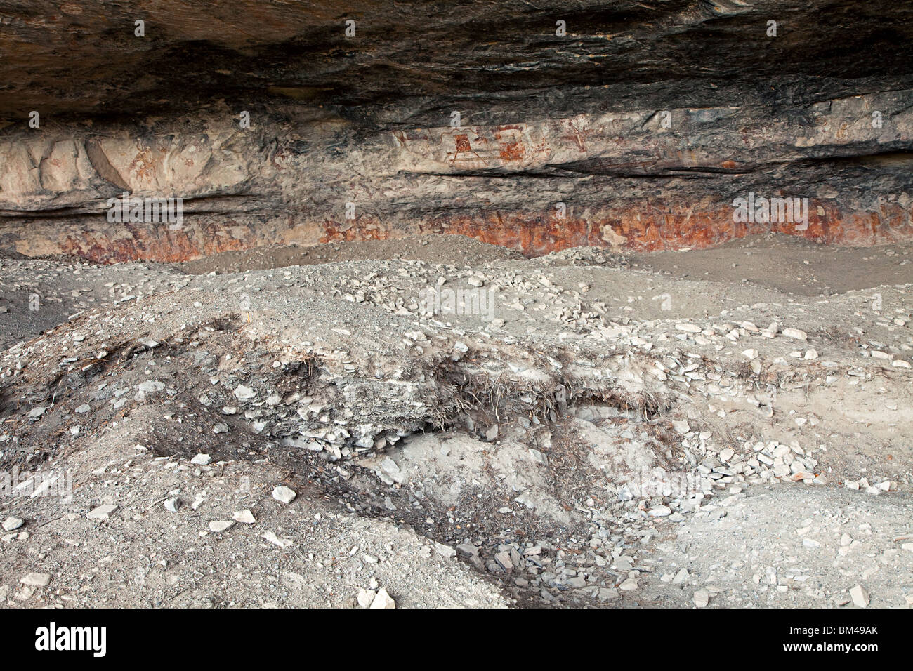Midden and rock art in Fate Bell Shelter Seminole Canyon rock art Texas ...