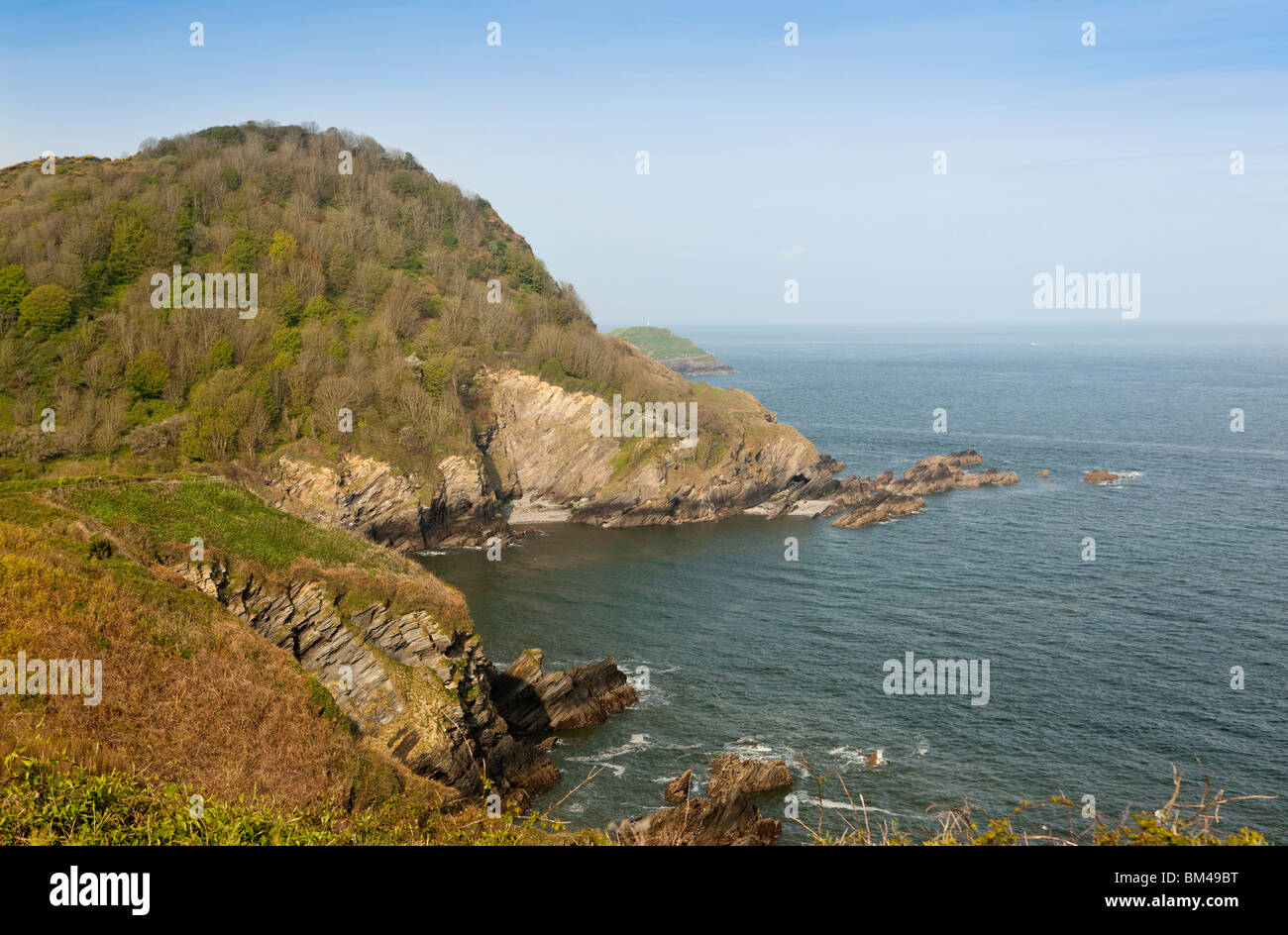 UK, England, Devon, Ilfracombe, Beacon Point above Hele Bay Stock Photo ...