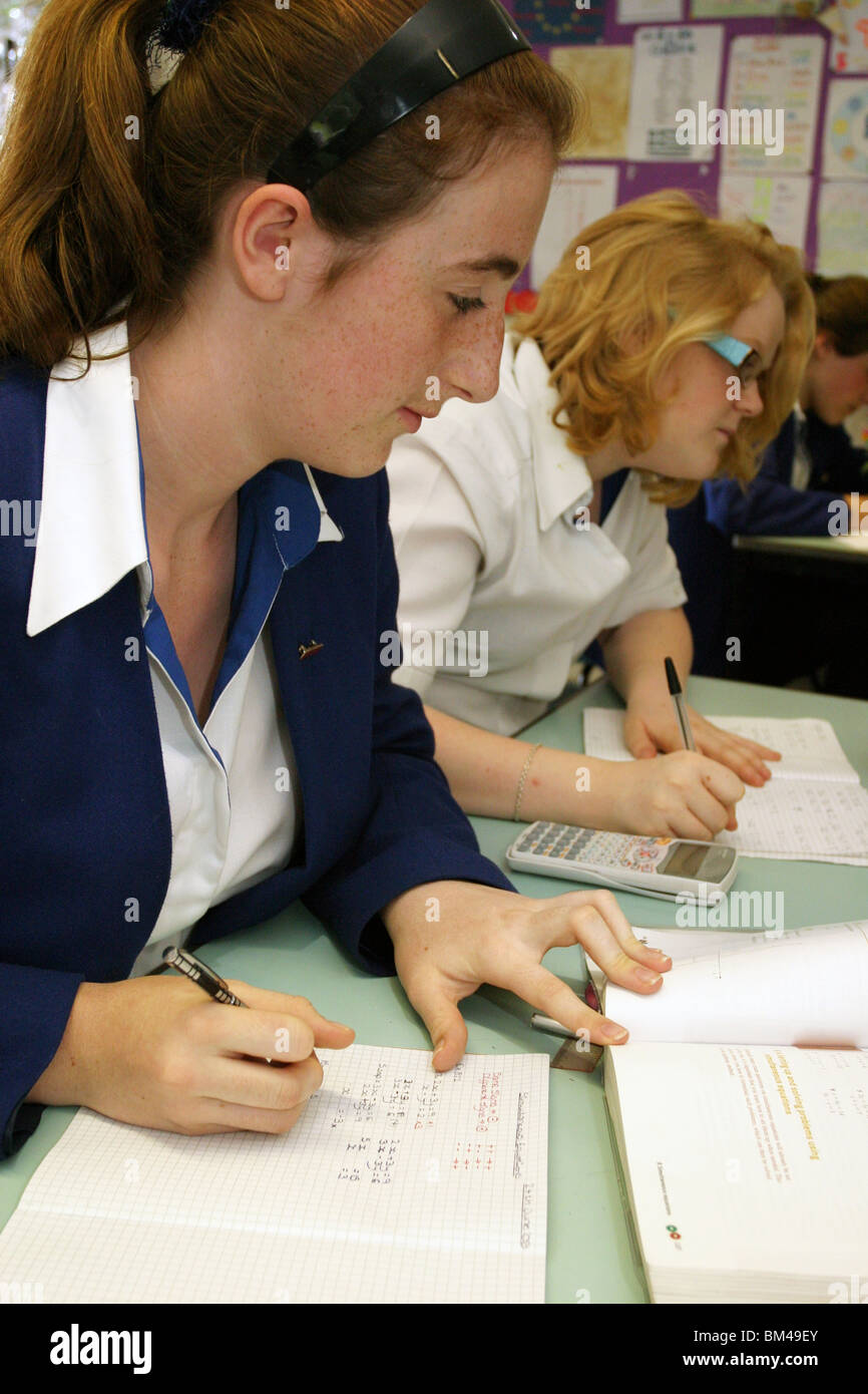 Maths class in secondary co-education school Stock Photo - Alamy