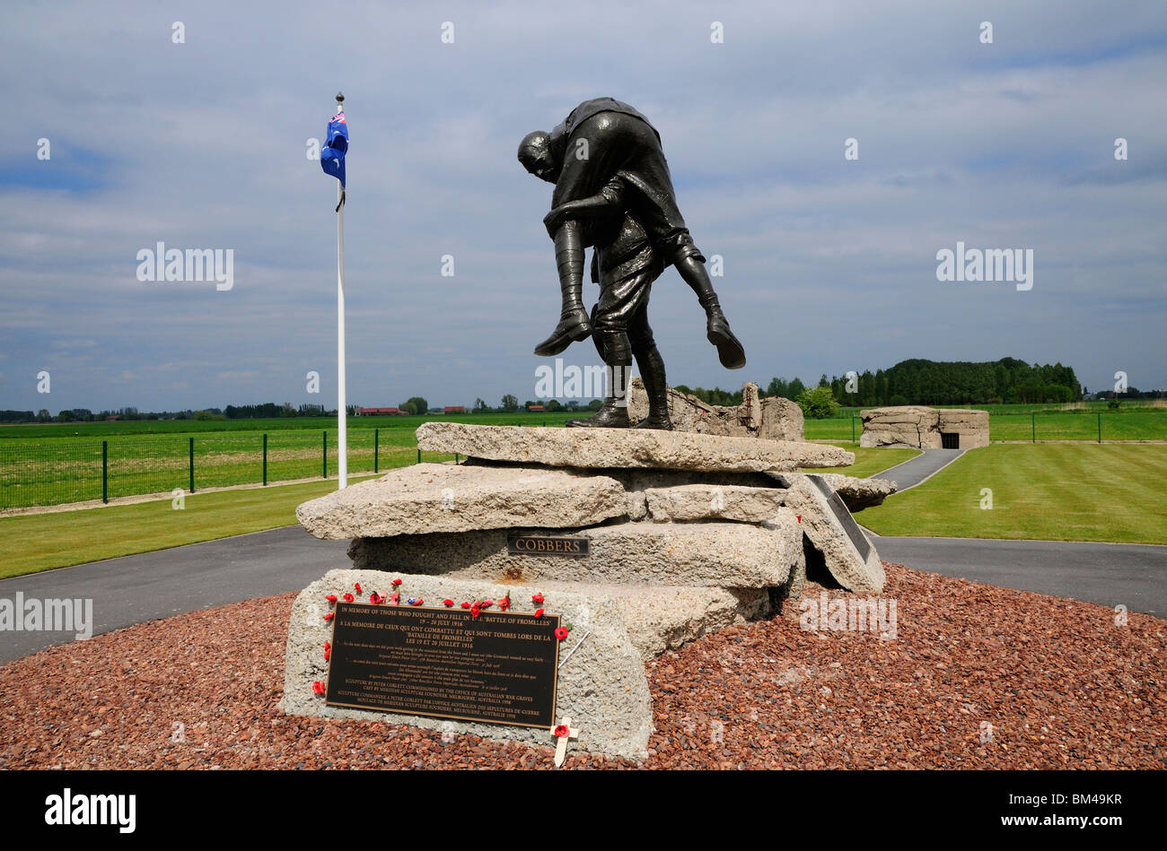 Sculpture "Cobbers", Australian Memorial Park Fromelles, France Stock ...