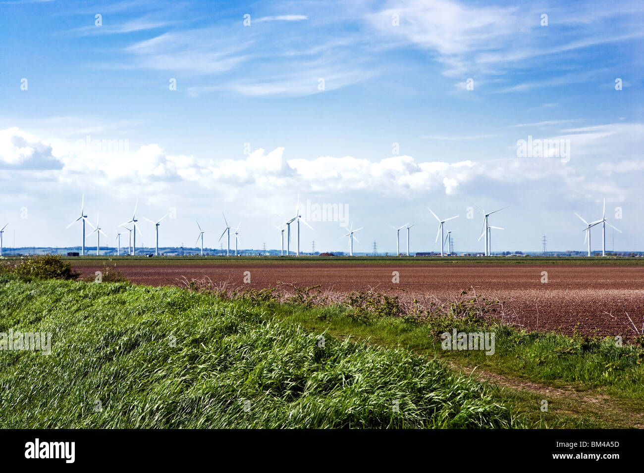 Wind turbines, Walland Marsh, Kent, England Stock Photo - Alamy