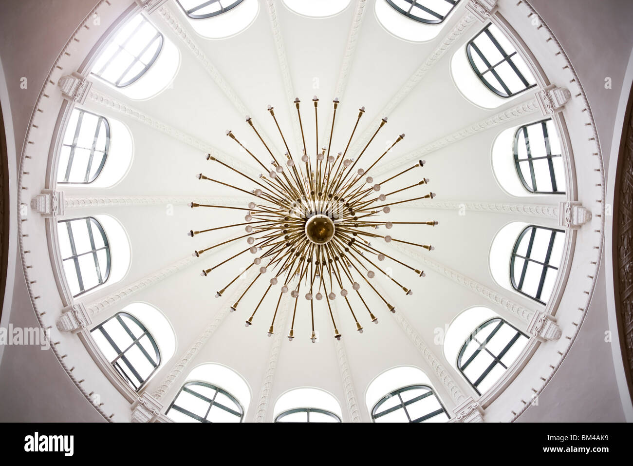 Large white circular window of a museum Stock Photo - Alamy