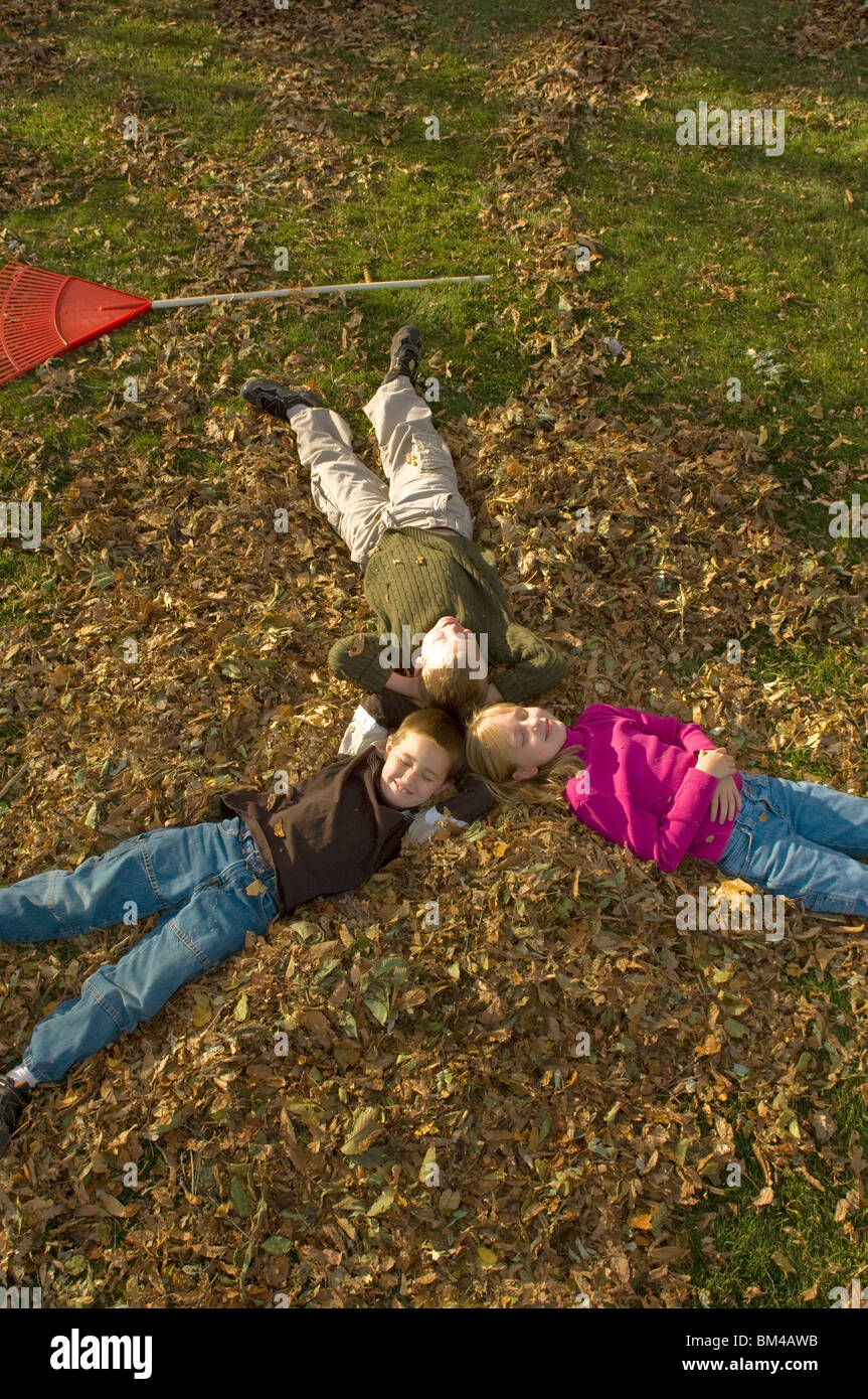 Kids in leaf pile hi-res stock photography and images - Alamy