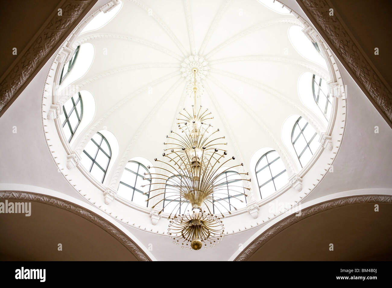 Large white circular window of a museum Stock Photo - Alamy