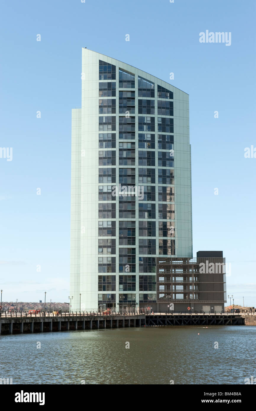 Tall office building sloped roof Liverpool UK Stock Photo - Alamy