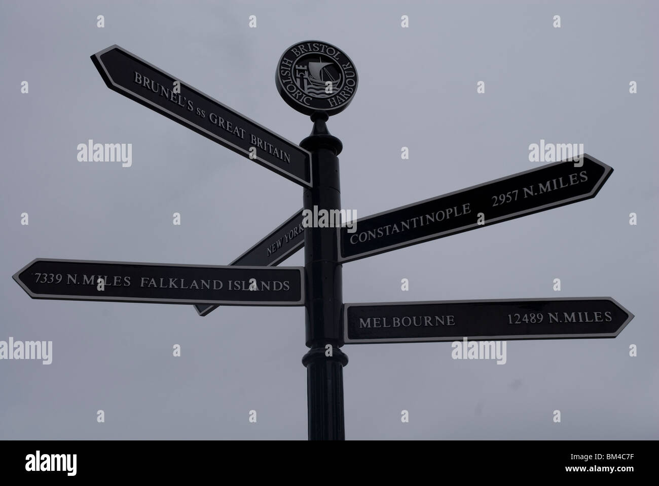 Signpost at Bristol Harbour, England UK Stock Photo - Alamy