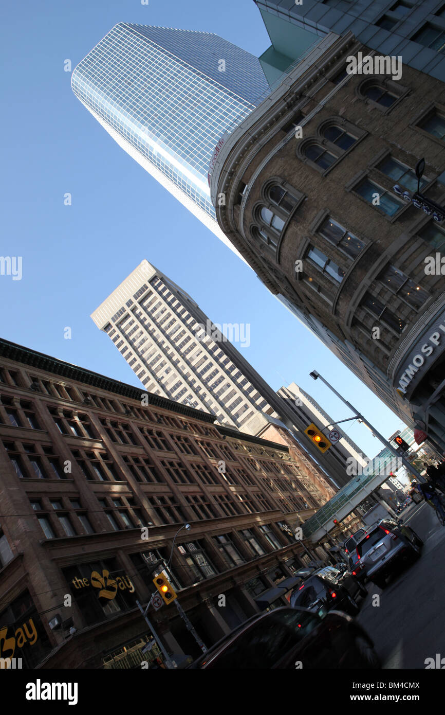 View of the modern and traditional buildings from Yonge street ...
