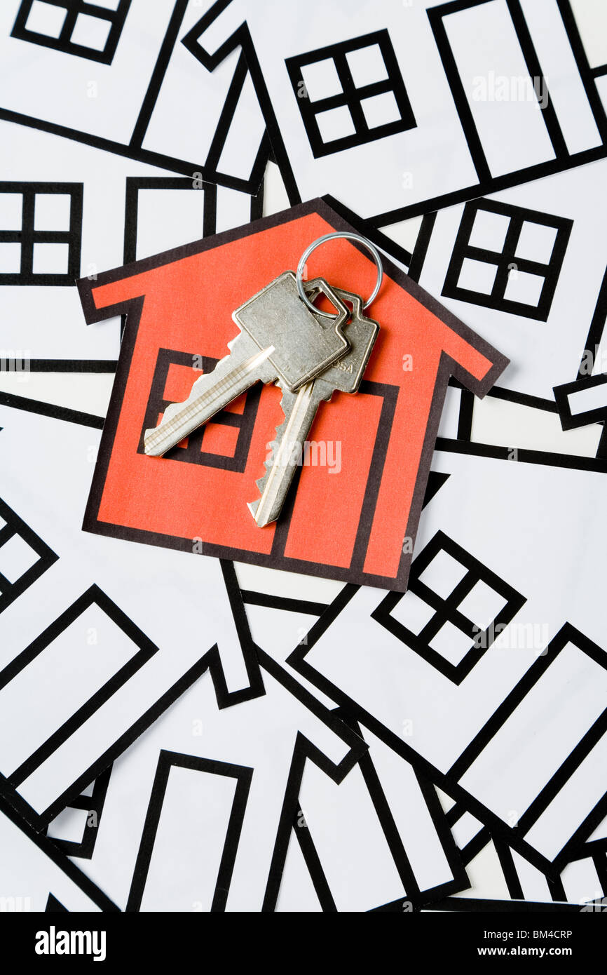 Key and a home sign, Real Estate Concept Stock Photo - Alamy