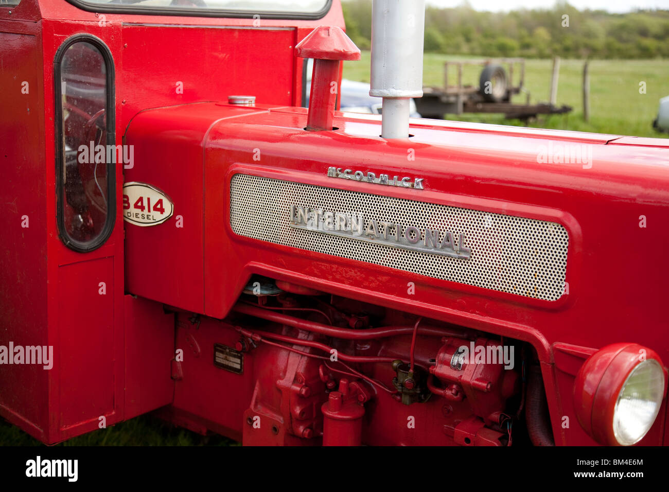 Detail of a vintage McCormick International B414 Harvester tractor ...