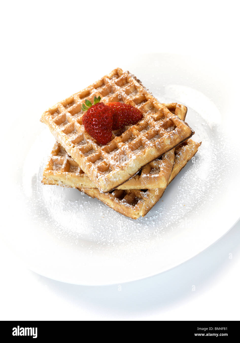 Breakfast waffles isolated against a white background Stock Photo - Alamy
