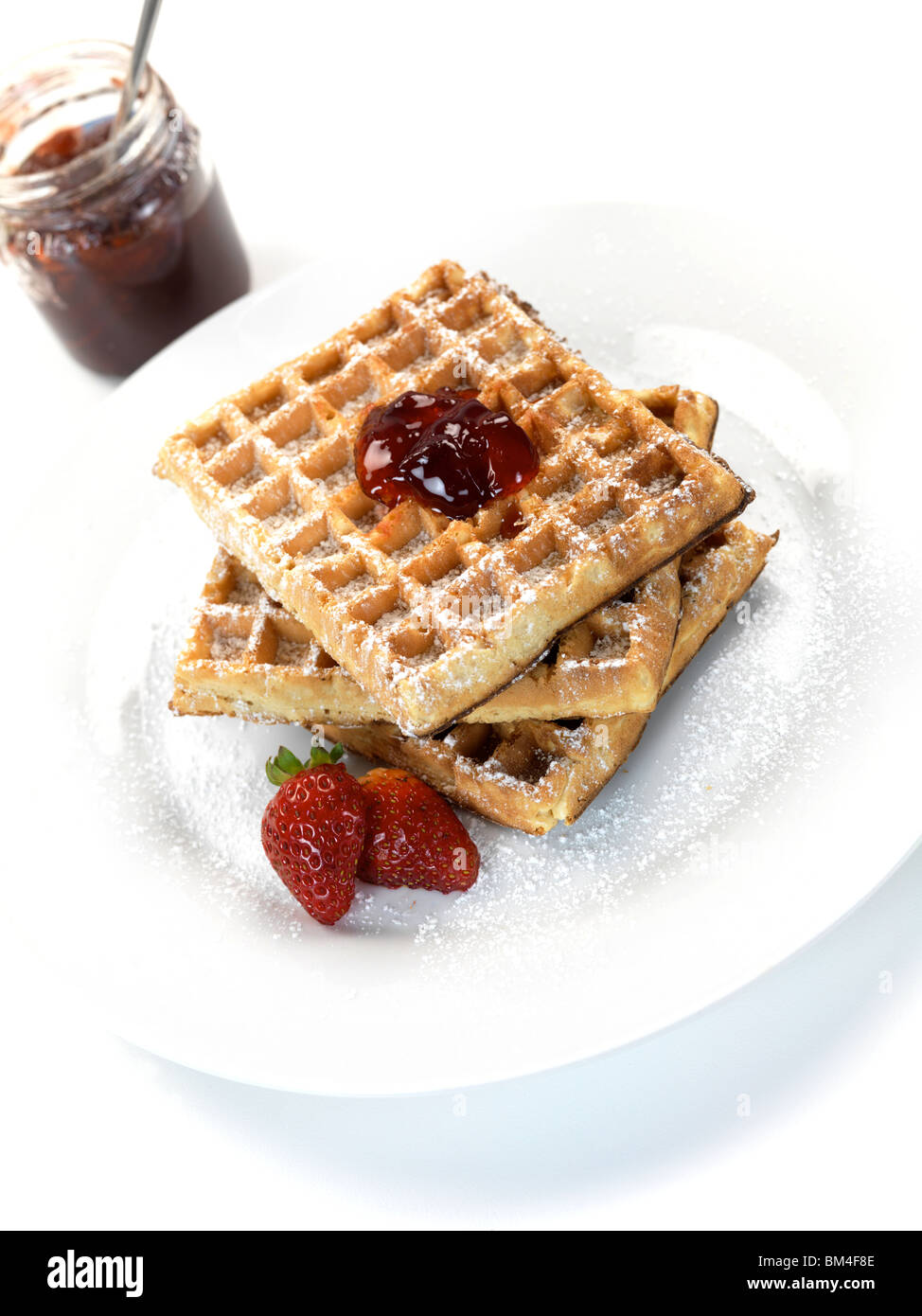 Breakfast waffles isolated against a white background Stock Photo - Alamy