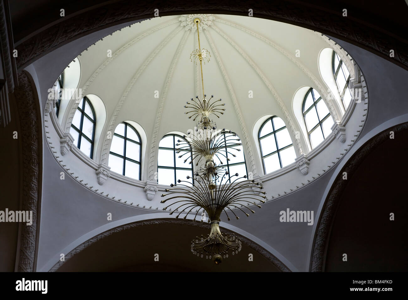 Large white circular window of a museum Stock Photo - Alamy