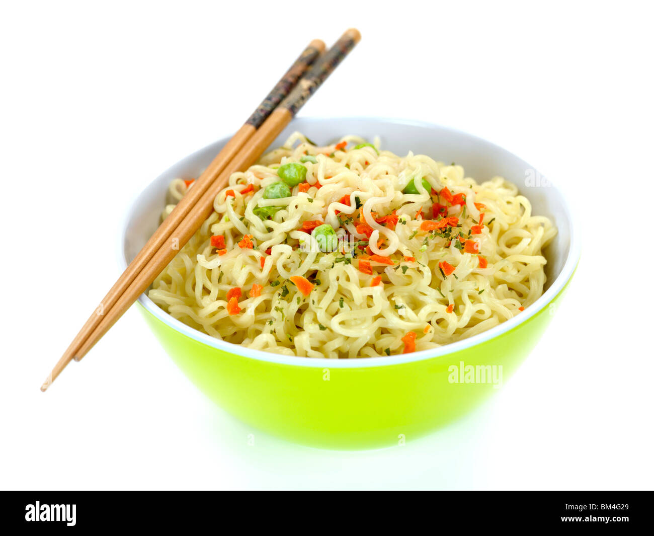 Cooked instant noodles isolated against a white background Stock Photo ...