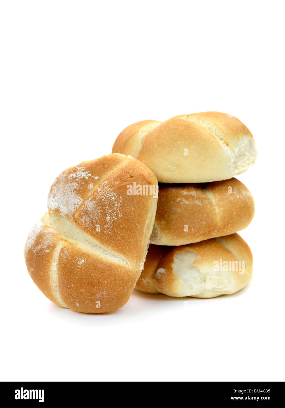 Bread rolls isolated against a white background Stock Photo - Alamy
