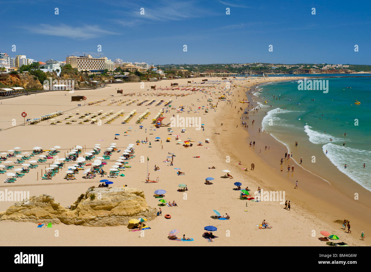 Portugal, The Algarve, Praia Da Rocha Main Beach And Town In Summer ...
