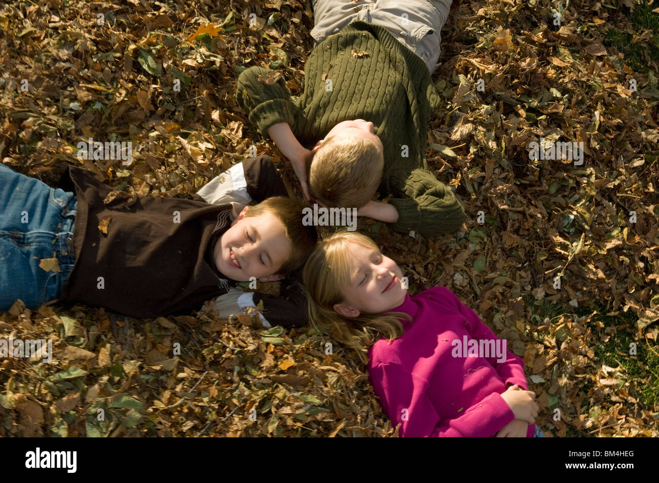 Kids in leaf pile hi-res stock photography and images - Alamy
