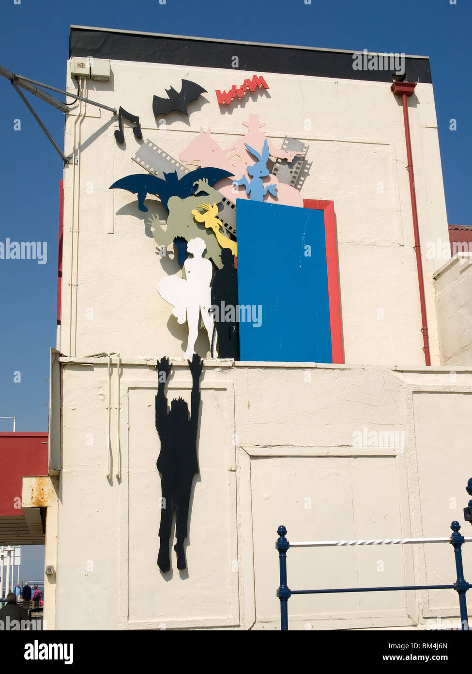 A seaside cinema decorated with cut-outs of iconic cinema images Stock ...
