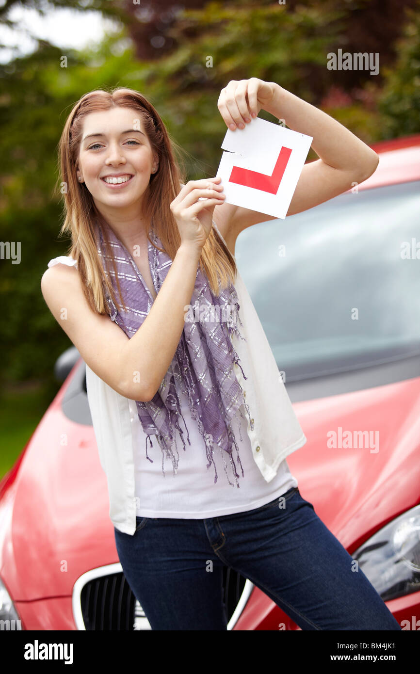 Girl just passed driving test Stock Photo - Alamy