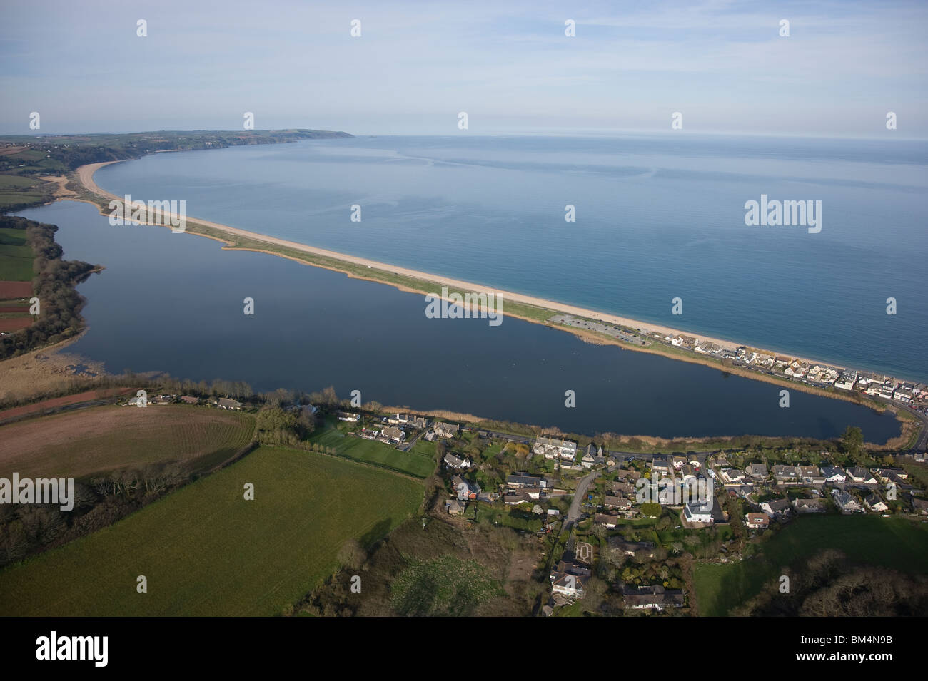 aerial Views Slapton Ley with Torcross on the forshore. Devon. UK Stock ...