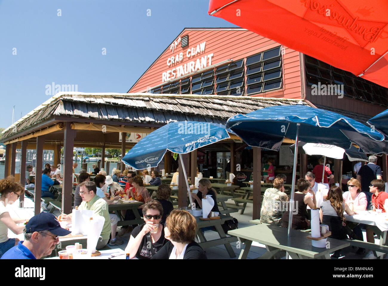 Diners eating Chesapeake Bay crabs at The Crab Claw Restaurant St ...