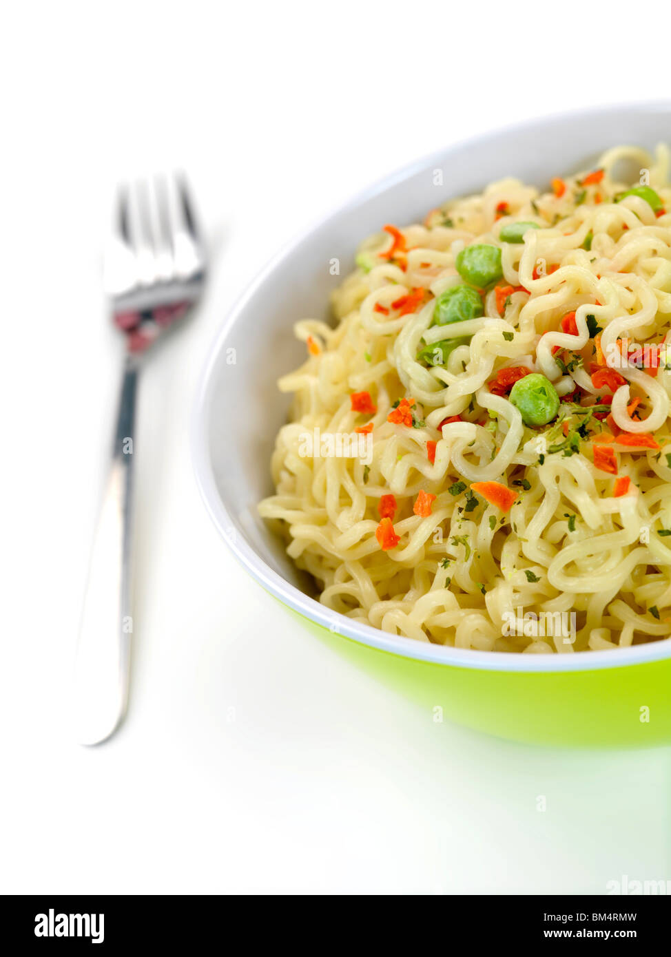 Cooked instant noodles isolated against a white background Stock Photo ...