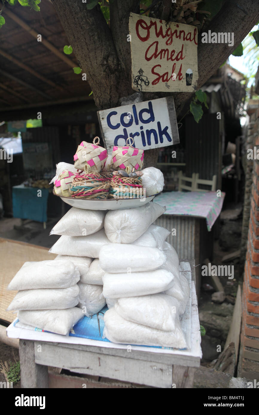 Ogiginal Amed Salt for sale on the street in Amed, Bali, Indonesia ...