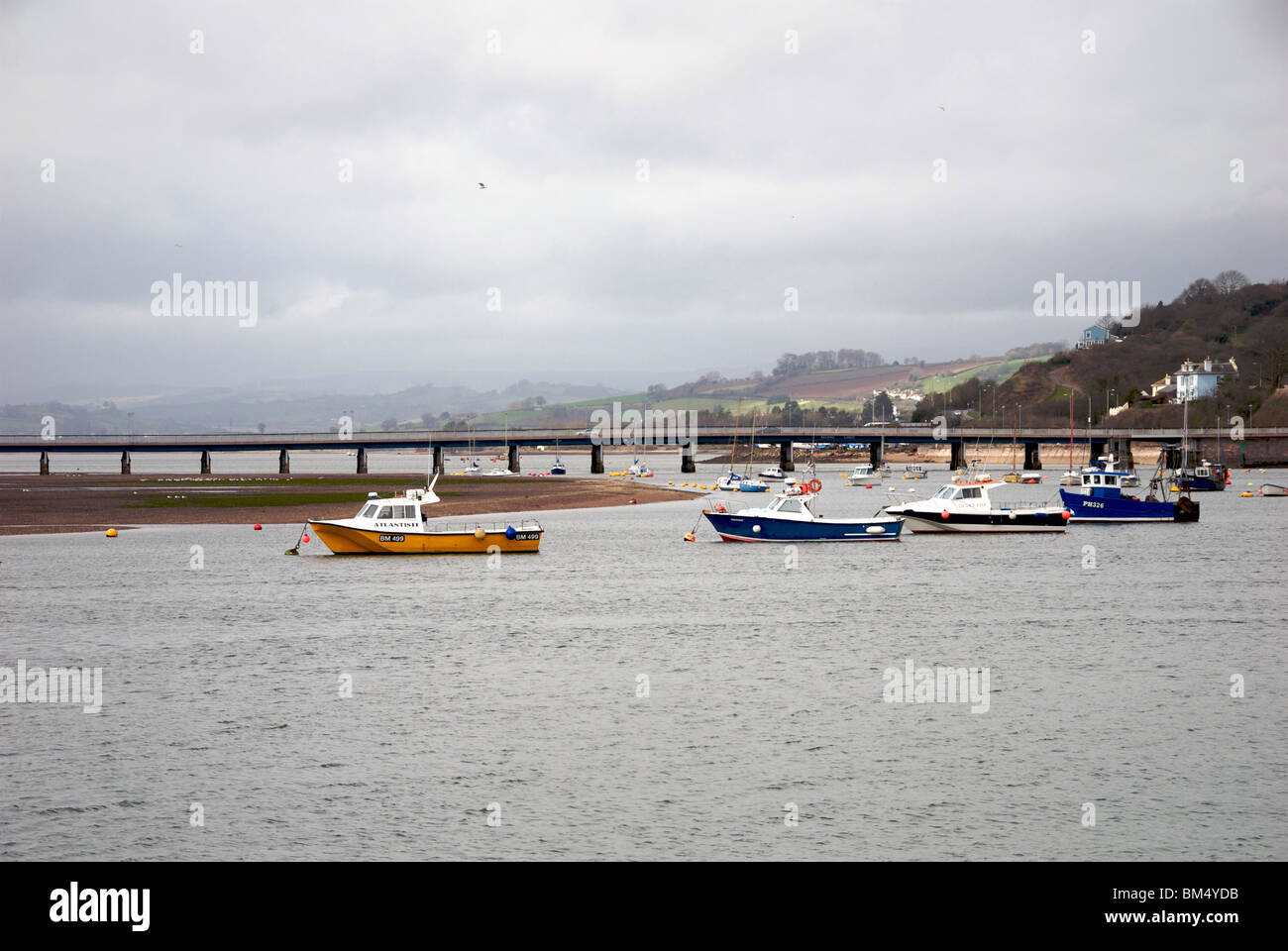 Teignmouth Devon UK Harbor Harbour Bridge Boats Stock Photo - Alamy