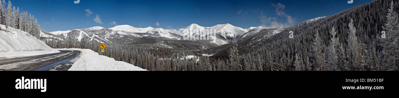 Winter panorama view Monarch Pass, Chaffee County, Colorado, USA. Mount ...
